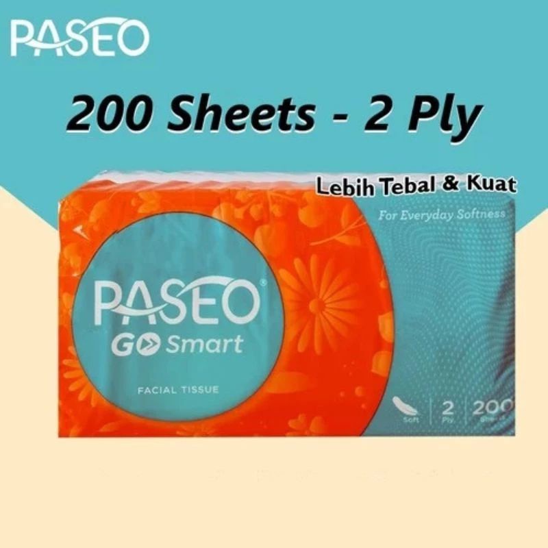 Jual Tissue Paseo Go Smart 200 Sheets 2 Ply Soft Pack Facial Tisu Wajah ...