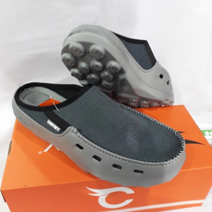 Jual sepatu sandal slop karet pria Courtney by Ardiles original abu-abu ...