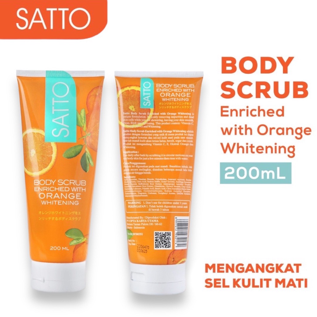 Jual Satto Body Scrub Enriched with Orange Whitening 200mL | Shopee ...