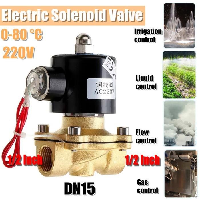 Jual Solenoid Valve Kran Air Otomatis Selenoid Electric Valve 1/2 Ac ...