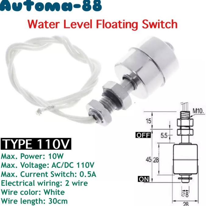 Jual Water level sensor air horizontal 45mm float switch stainless ...