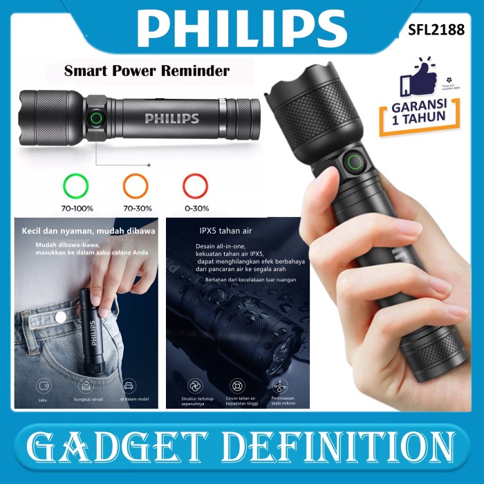 Jual PHILIPS SENTER LED SUPER TERANG / SENTER LED JARAK JAUH TAHAN AIR ...