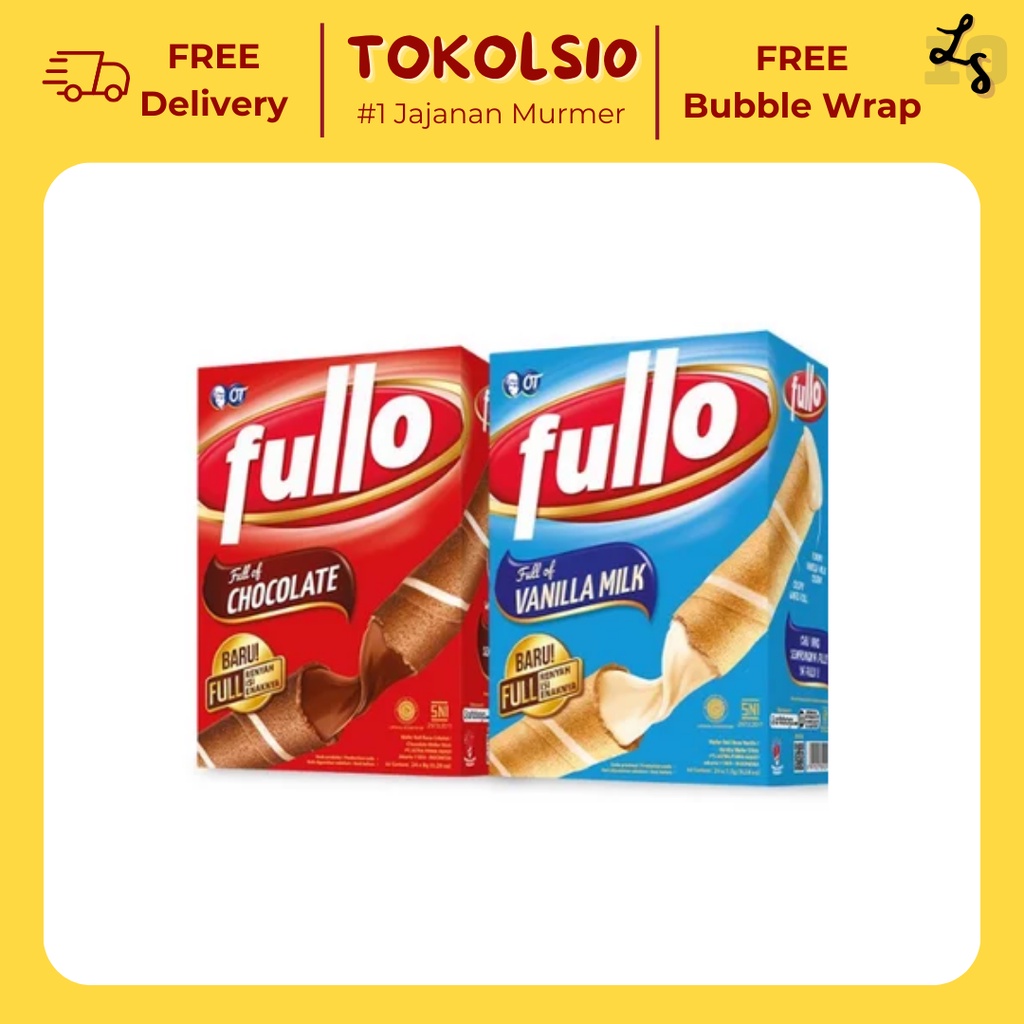Jual Fullo Wafer Roll Rasa Chocolate/Vanilla 1 Box Isi 24 pcs @8gr ...