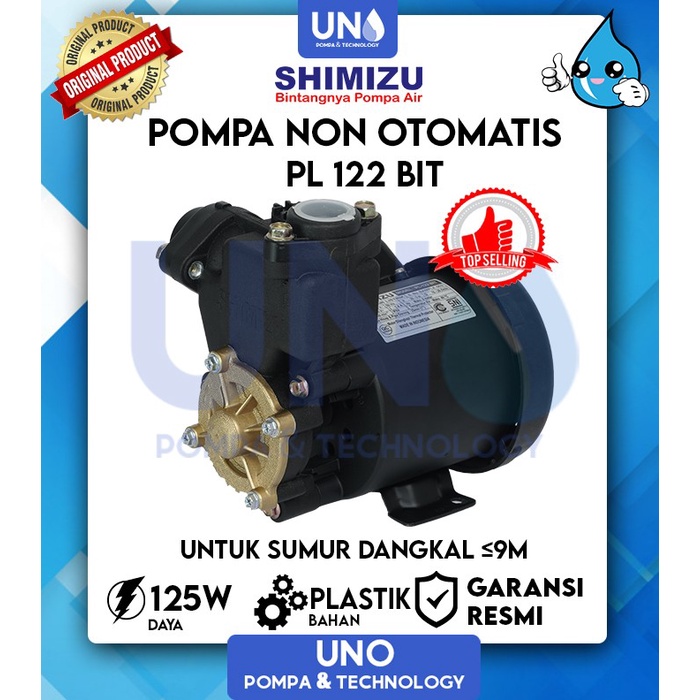 Jual Pompa air Shimizu Sumur Dangkal Non Auto / Non Otomatis PL 122 BIT ...