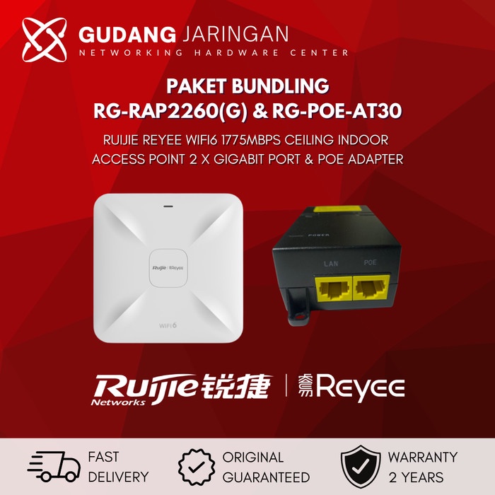 Jual RG-RAP2260G & RG-POE-AT30 RUIJIE WIFI 6 INDOOR ACCESS POINT ...