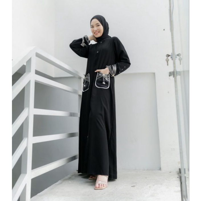 Jual Abaya Gamis Hitam Renda cantik Dress Turkey simpel elegan | Shopee ...