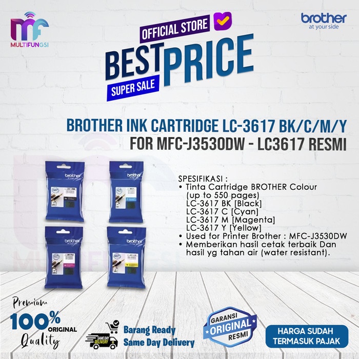 Jual BROTHER INK CARTRIDGE LC-3617 BK/C/M/Y FOR MFC-J3530DW - LC3617 ...