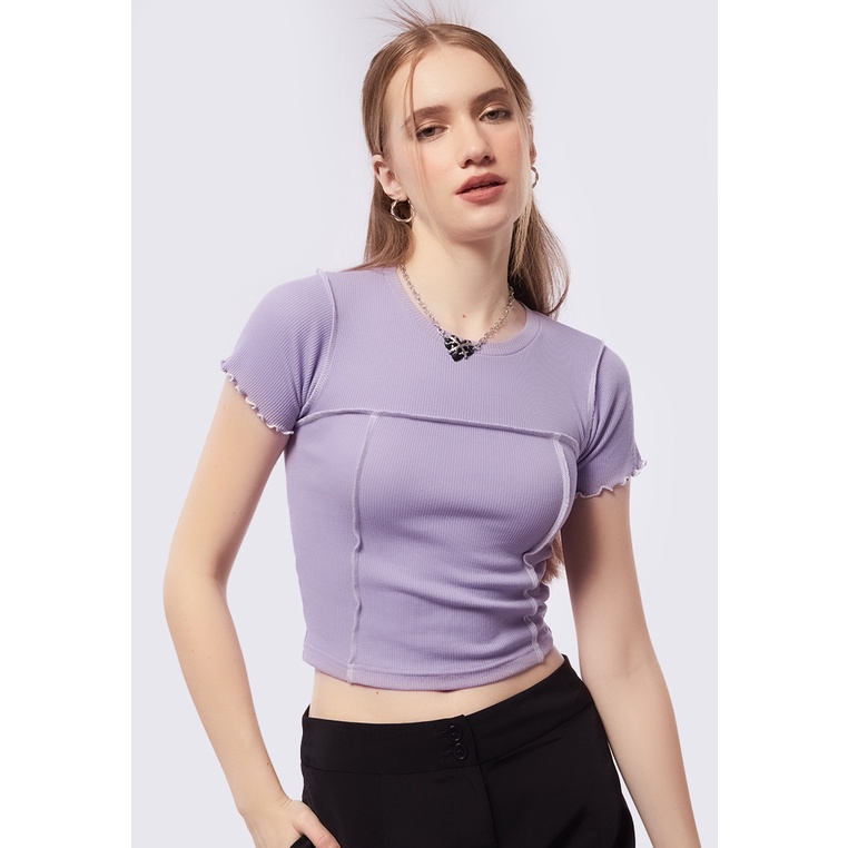 Jual COLORBOX Inside Out Short Sleeve Rib Tee Lilac | Shopee Indonesia