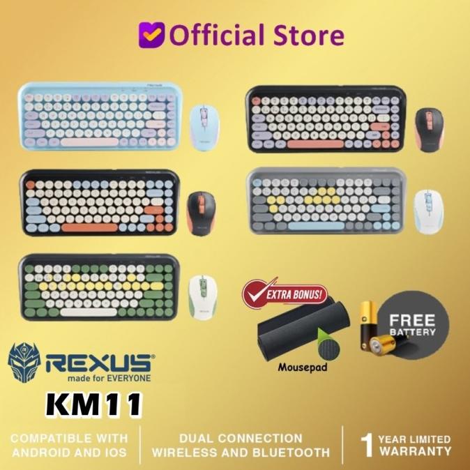 Jual Rexus KM11 KM 11 Wireless Bluetooth Keyboard Mouse Combo Retro ...