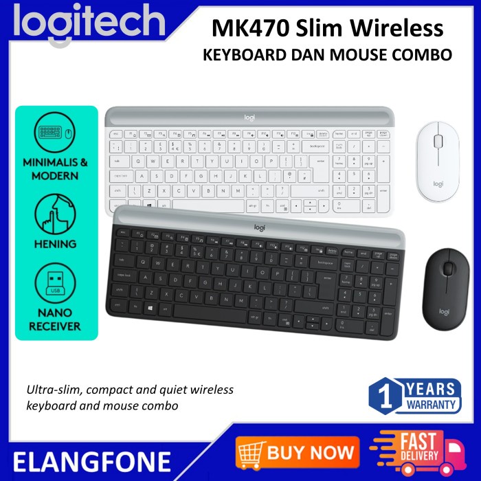Jual Logitech Mk470 Ultra Slim Wireless Keyboard Mouse Combo Original Shopee Indonesia