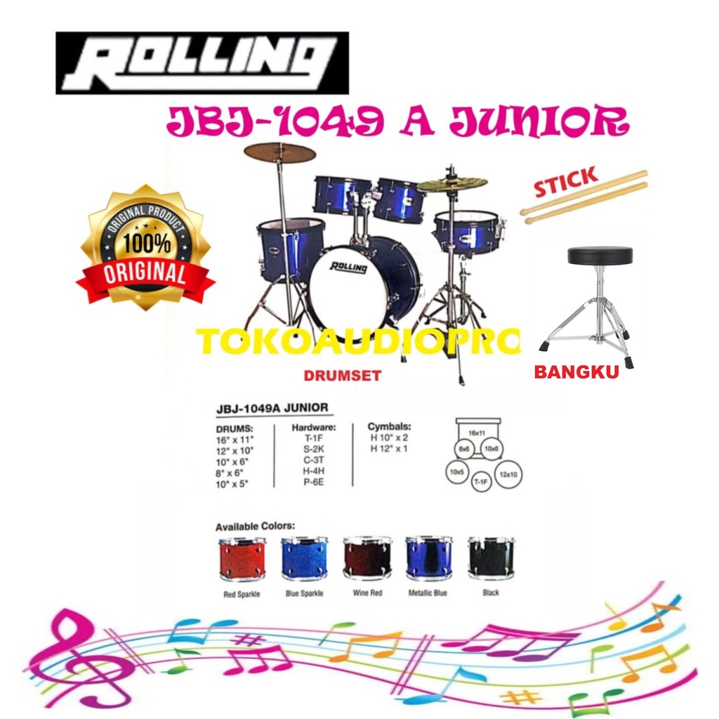 Jual Drum Set Rolling Junior Jbj1049A Drum Junior Drum Anak-Anak Rolling Jb-1049A Jb1049A ...