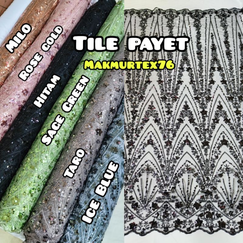 Jual Kain Tile Payet spangkle/Tile Payet Spangel/Tile Sequin/Bahan ...