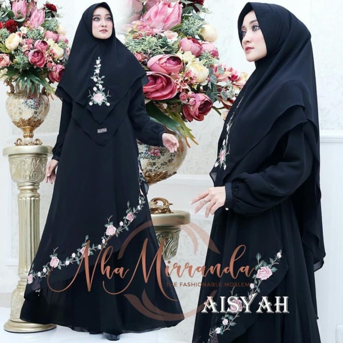 Jual [Original] Baju Busana Muslim Gamis Aisyah Syari Biru Ceruty ...