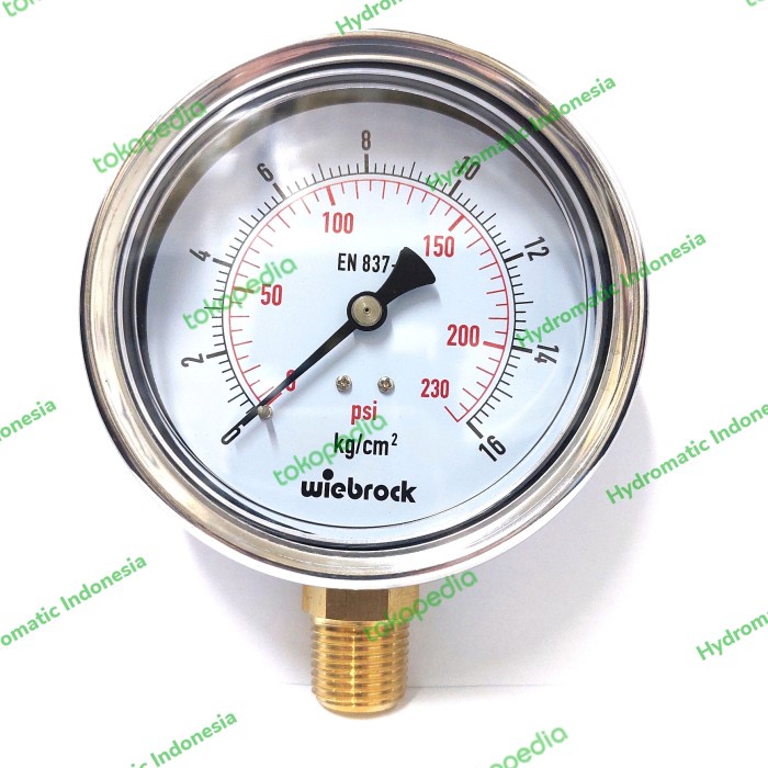 Jual [Original] 10Kg/Cm2 Pressure Gauge Wiebrock 4 Inch Stainless Raket ...