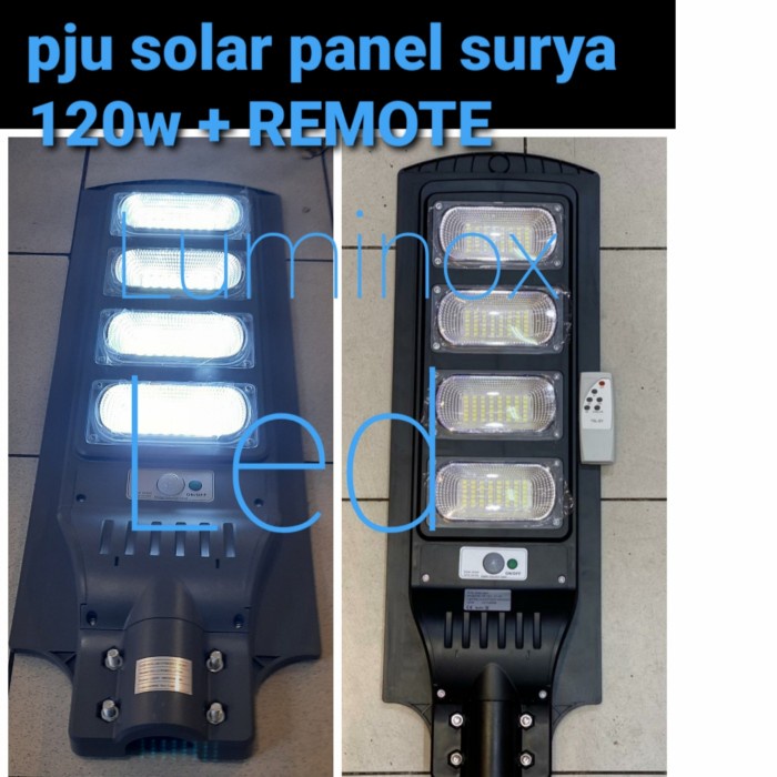 Jual lampu jalan led pju solar panel surya 120 watt 120w 120watt 120 w ...