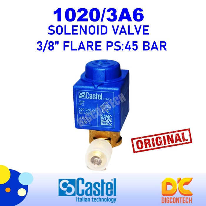 Jual New Ori Solenoid Valve Castel 1020/3A6 Coil Hf2 3/8 45 Bar 220V ...