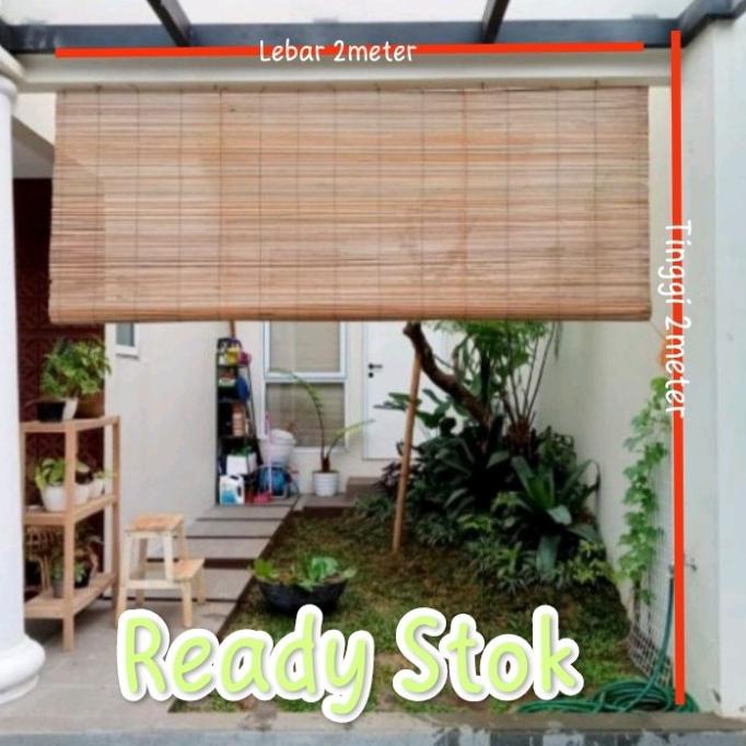 Jual Terlaris Krey Tiray Bambu Sawit Kerei Tirai Outdoor Ukuran 2X2M ...
