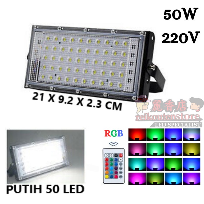 Jual Lampu Sorot Led 50w Floodlight Putih Rgb Led Tembak Sorot 50watt Slim | Shopee Indonesia