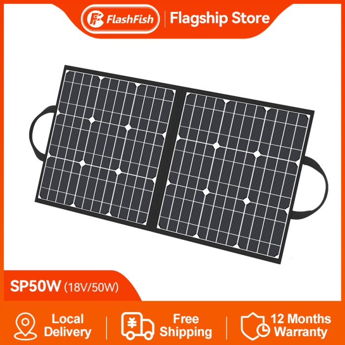 Jual Termurah Flashfish Solar Panel 50W Foldable Camping Rv Fast Charge ...