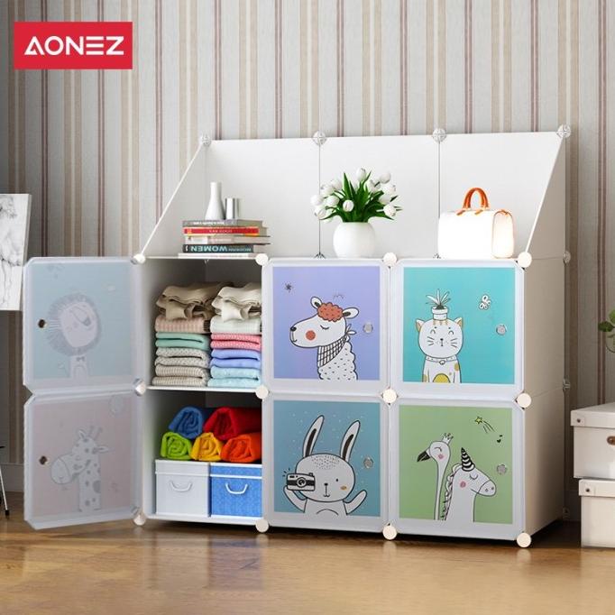 Jual Aonez plastik wardrobe lemari pakaian anak 6 muka 6 slot Dengan ...