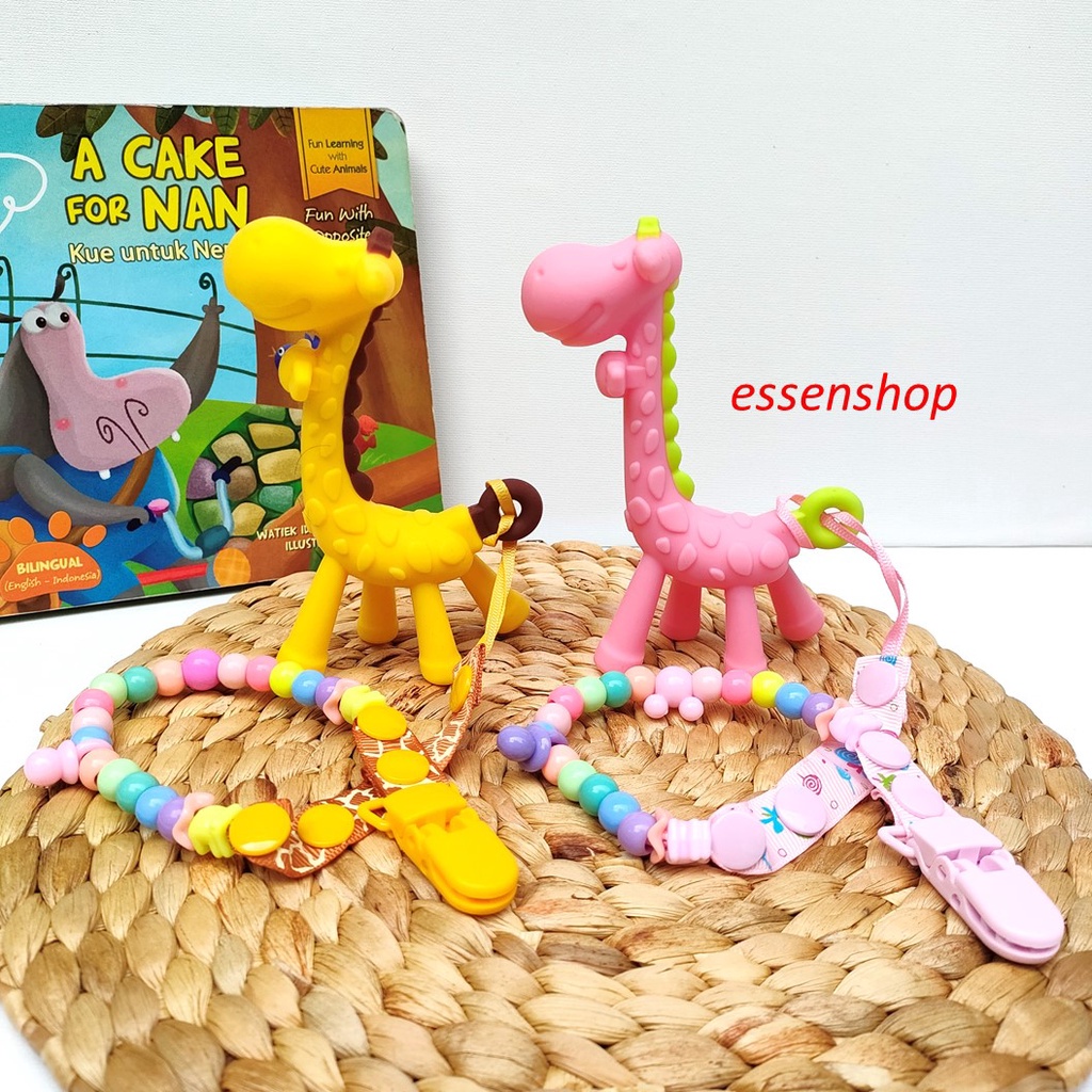 Jual Teether Jerapah Giraffe Plus Tali Klip Mainan Gigitan Silicone ...