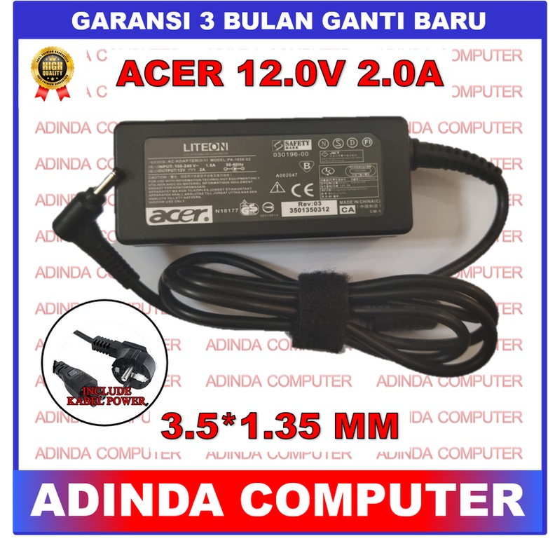 Jual Adaptor Charger Acer Original 12V - 2A for Laptop Acer One 14 ...