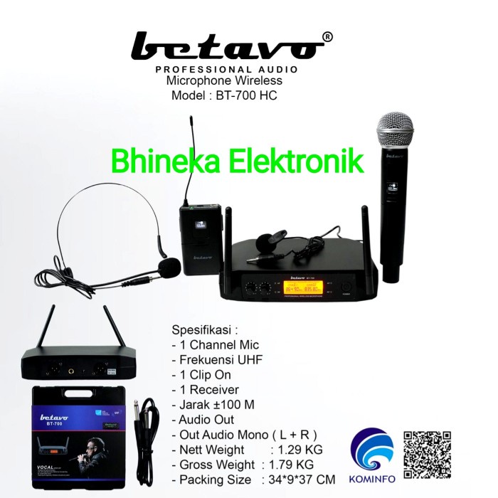Jual Mic Wireless Betavo BT700 / BT 700 mic pegang + clip on headset ...