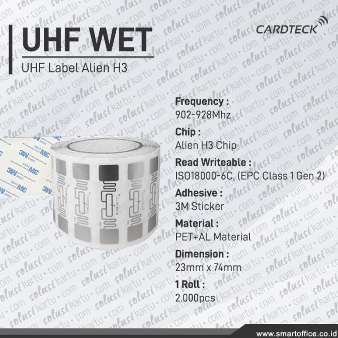 Jual UHF WET INLAY RFID TAG ALIEN WITH ADHESIVE LABEL FOR ASSET ...