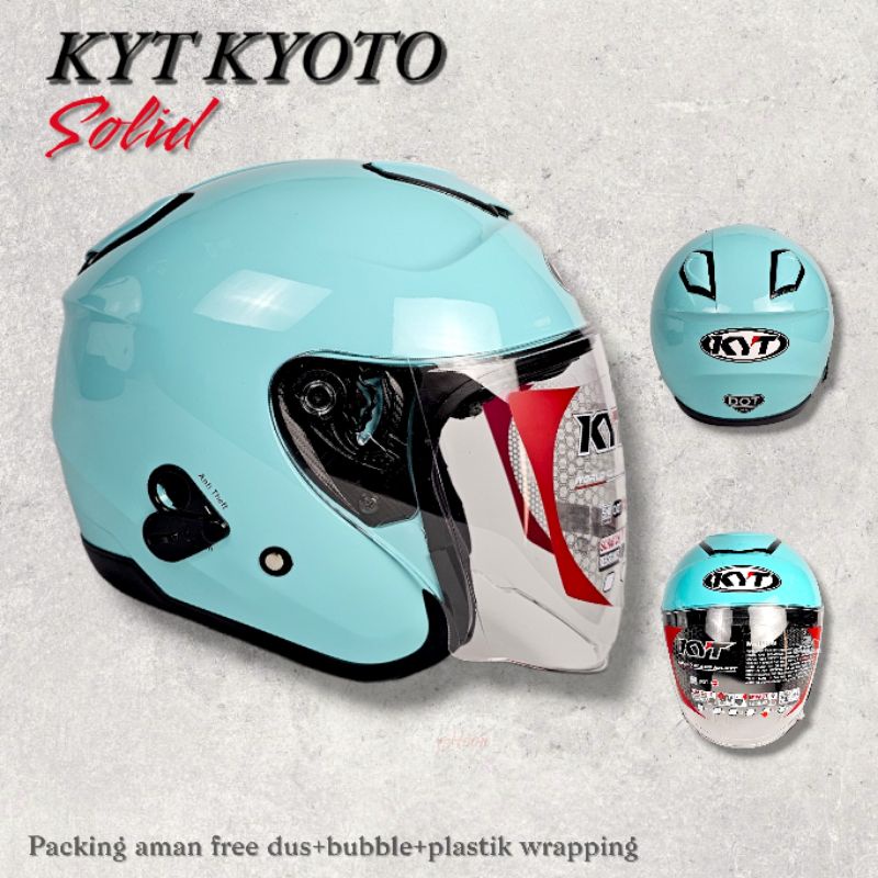 Jual HELM KYT KYOTO SOLID AQUA BLUE ORIGINAL | HELM HALF FACE KYOTO | Shopee Indonesia