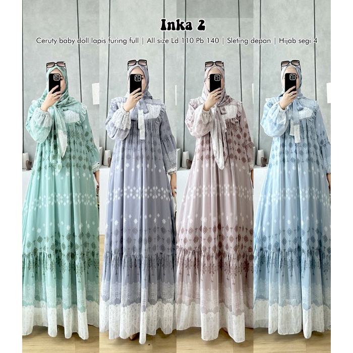 Jual Inka 2 Gamis free Hijab segi 4/fashion muslim/dres pesra | Shopee ...