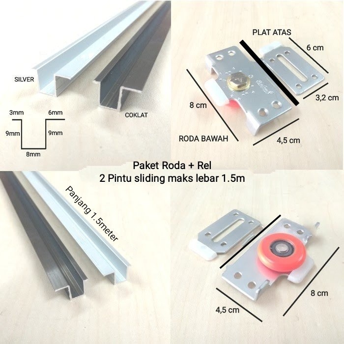 Jual Paket Lengkap Roda Orange Plus Rel Lemari Sliding / Geser ( 1,5 ...