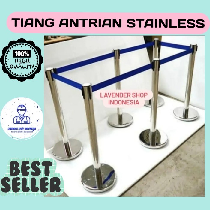 Jual Tiang pembatas antrian pita / pembatas antrian bank stainless ...