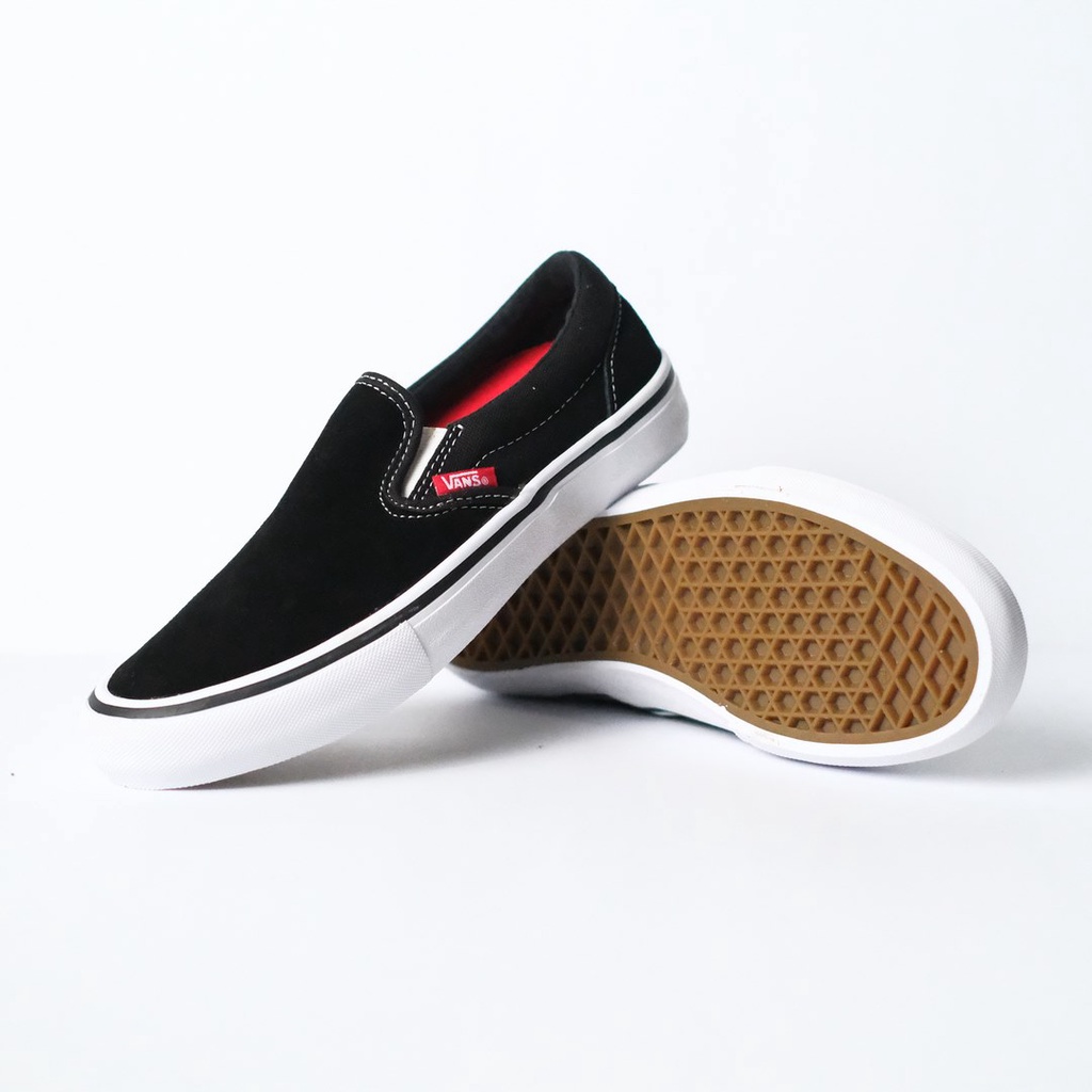 Jual Vans Slip On Pro Black White Original | Shopee Indonesia