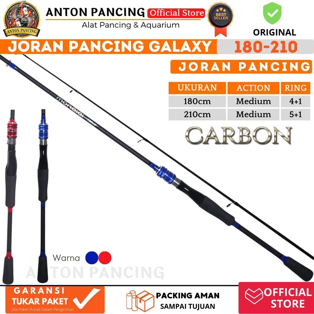 Jual Joran Pancing Spinning Mono Galaxy 6-10 LB Action Lentur 180 210CM ...