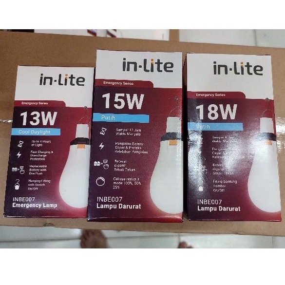 Jual Lampu Bohlam Led Emergency + Batrai 13W 15W 18W / Lampu Ac/ Dc Inlite | Shopee Indonesia