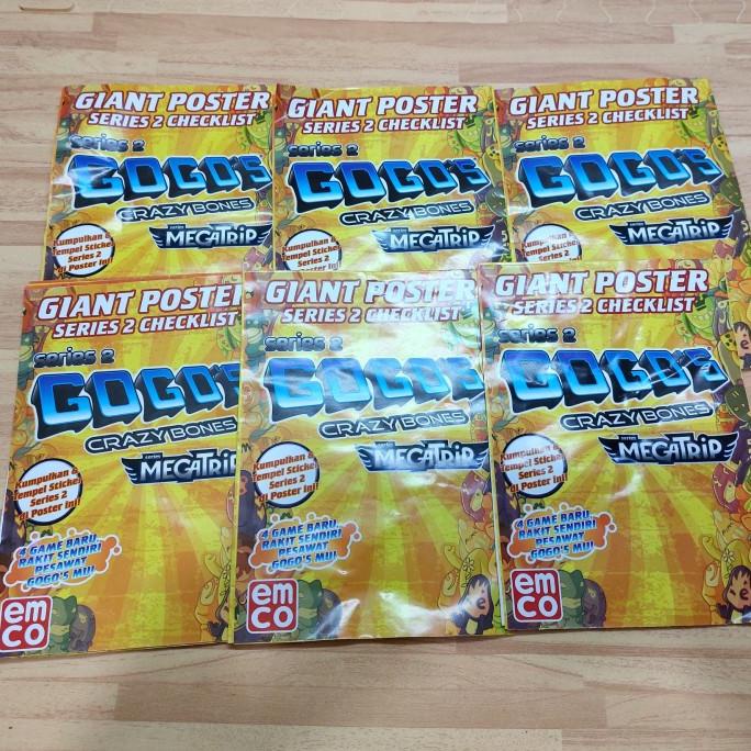 Jual paket 6pcs poster checklist Gogo's Megatrip Crazy Bones 59x42cm ...