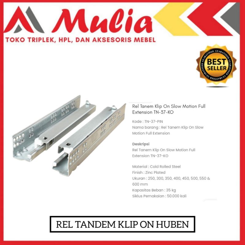 Jual Rel Laci Tandem Huben Soft Close Slowmotion Full Double Extention ...