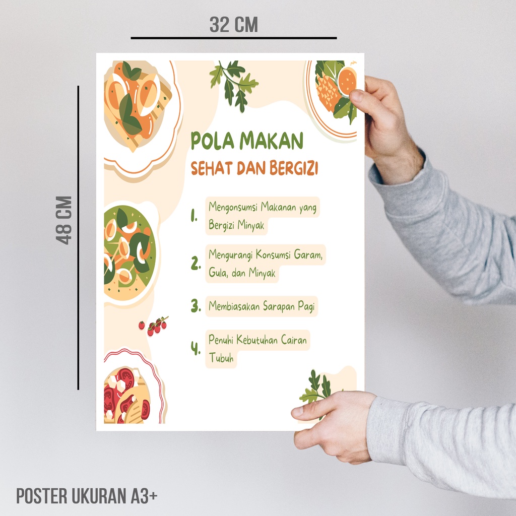 Jual Poster Edukasi Kesehatan Pola makan sehat dan bergizi - Ukuran A3 ...