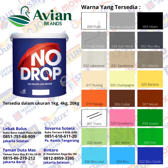 Jual Jual!! Cat Pelapis Anti cor NO DROP Semua Warna Ukuran 4kg ...