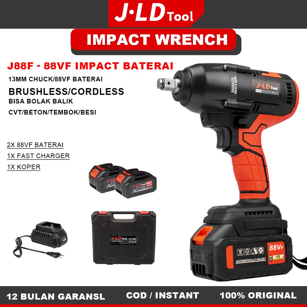 Jual JLD 550N.M impact wrench brushless cordless bor impact 88VF 4.0Ah ...