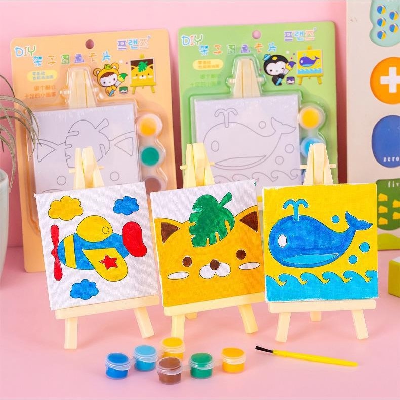 Jual [BS] Lukisan Kanvas Mini 10x10cm - Painting Mini Canvas - Children ...
