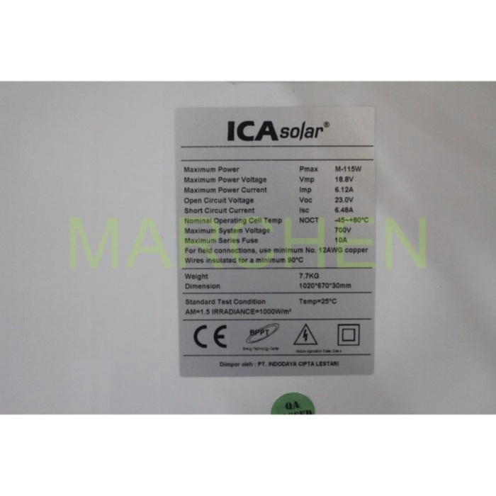 Jual Solar panel surya 115wp 100wp ICASOLAR ICA bukan Luminous | Shopee ...