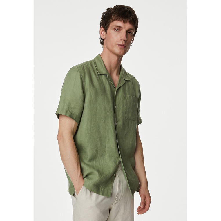 Jual Kemeja Marks & Spencer Original Pria Atasan linen warna solid ...