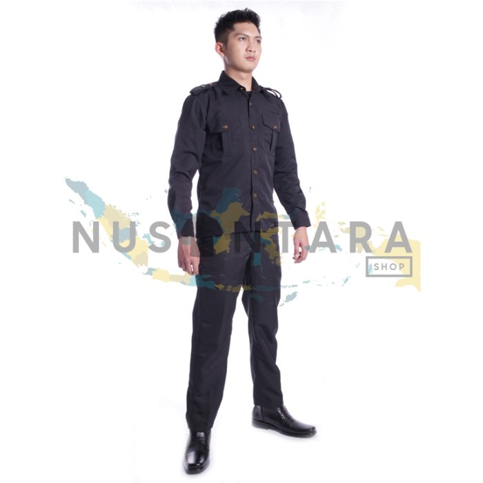 Jual Seragam Safari Security Hitam Lengan Panjang Seragam Supir Driver ...