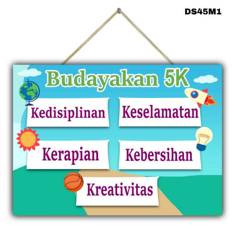 Jual Hiasan dinding Poster BUDAYAKAN 5K Gantungan dinding edukasi sekolah anak pajangan dinding ...