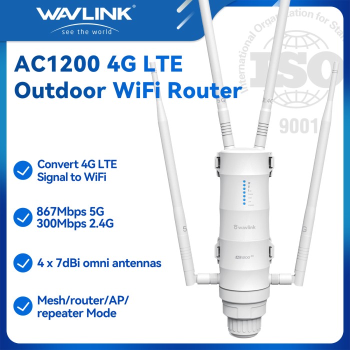 Jual Wavlink AC1200 Daya Tinggi Dual Band 4G LTE Router Wi-Fi Luar ...