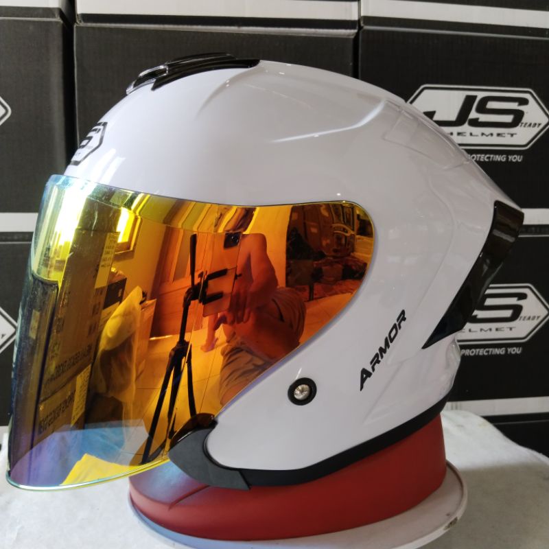 Jual HELM JS ARMOR SOLID PERL WHITE (PAKET GANTENG) | Shopee Indonesia
