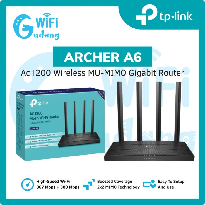 Jual TP-Link ARCHER A6 AC1200 Wireless MU-MIMO Gigabit Router | Shopee ...