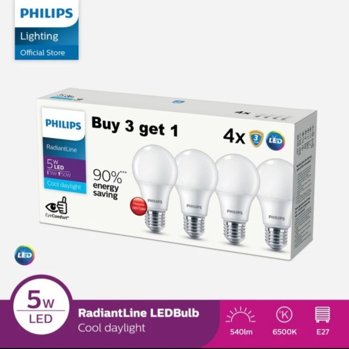 Jual New!! Philips Radiantline 5W Multipack LEDBulb Radiant 5 Watt ...