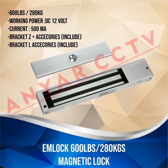 Jual EMLOCK 600LBS/280KGS MAGNETIC LOCK FOR ACCESS CONTROL FREE BRACKET ...